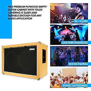 Seismic Audio - 12" GUITAR SPEAKER CABINET EMPTY - 7 Ply Birch - 2x12 Speakerless Cab NEW 212 Orange Tolex - Black Cloth Grill - Front or Rear Loading Options