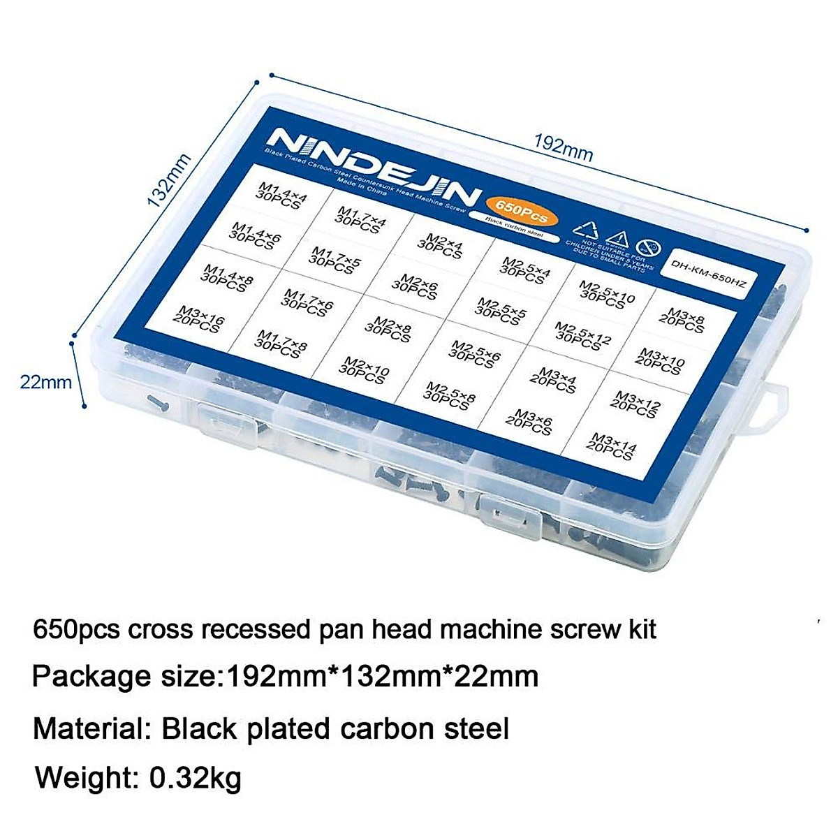 650pcs Cross Recessed Round Pan Head Machine Screws Set M1.4 M1.7 M2 M2.5 M3 Mini Screw for Laptop for Computer Screw Screw Kit SCRW-196423