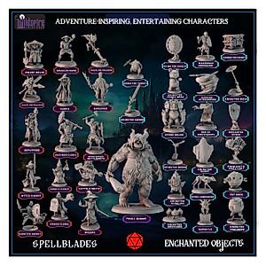 Wildspire Spellblades & Enchanted Objects for DND Miniatures 28mm-32mm Player-Characters, NPC Bulk D&D Minis Unpainted Dungeons & Dragons Figures Accessories for Fantasy Tabletop RPG DND Pathfinder