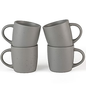 famiware Speckled Coffee Mugs Set of 4, 13oz Large Stoneware Coffee Mugs, Modern Coffee Mugs Set with handle for Tea, Latte, Cappuccino, Milk, Cocoa, Dark Grey………