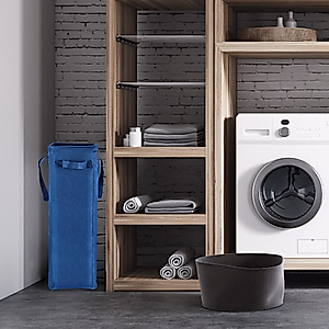 Odonata Slim Laundry Hamper Handles Collapsible Laundry Basket Thin Dirty Clothes Basket Narrow Laundry Bag Foldable Dirty Hamper 45L (Navy blue)