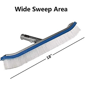 Pool Brush, 18" Pool Brushes for Cleaning Pool Walls, Premium Nylon Bristles Pool Brush Head with EZ Clip (Blue)