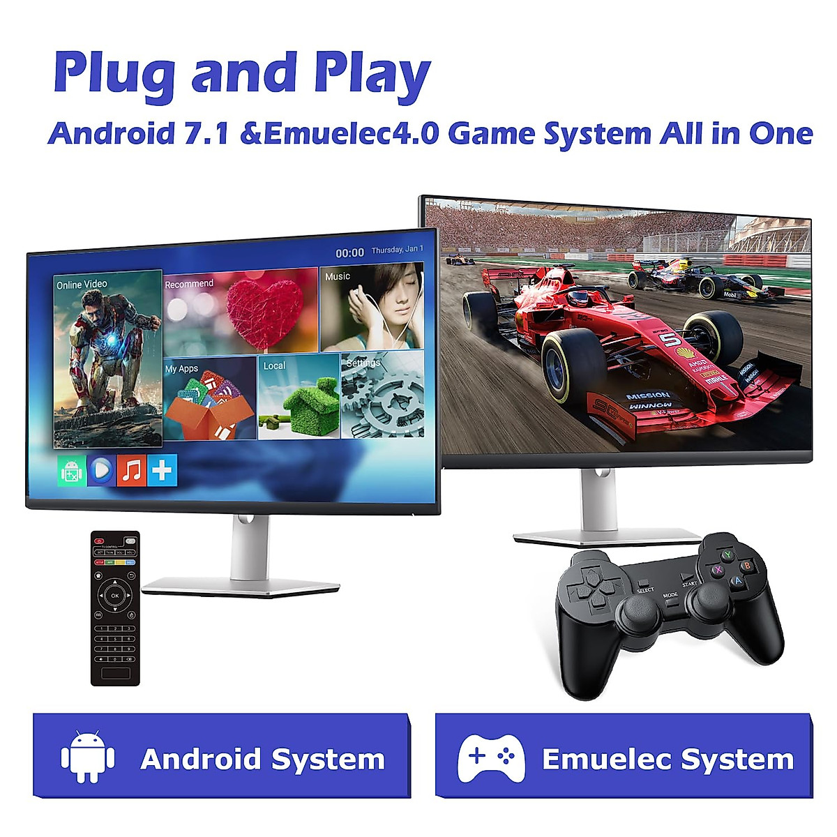Kinhank Retro Video Game Consoles,Super Console X Pro Built-in 41,000+ Games,Compatible with 52+ Emulators,Gaming System for 4K TV HD/AV Output,WiFi/LAN,with Dual 2.4G Wireless Gamepads