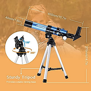 AOMEKIE Telescopes for Kids 40/400 with Tripod 2 Eyepieces Portable Telescopes for Astronomy Beginners with Finderscope and Compass Children's Day Gifts for Kids