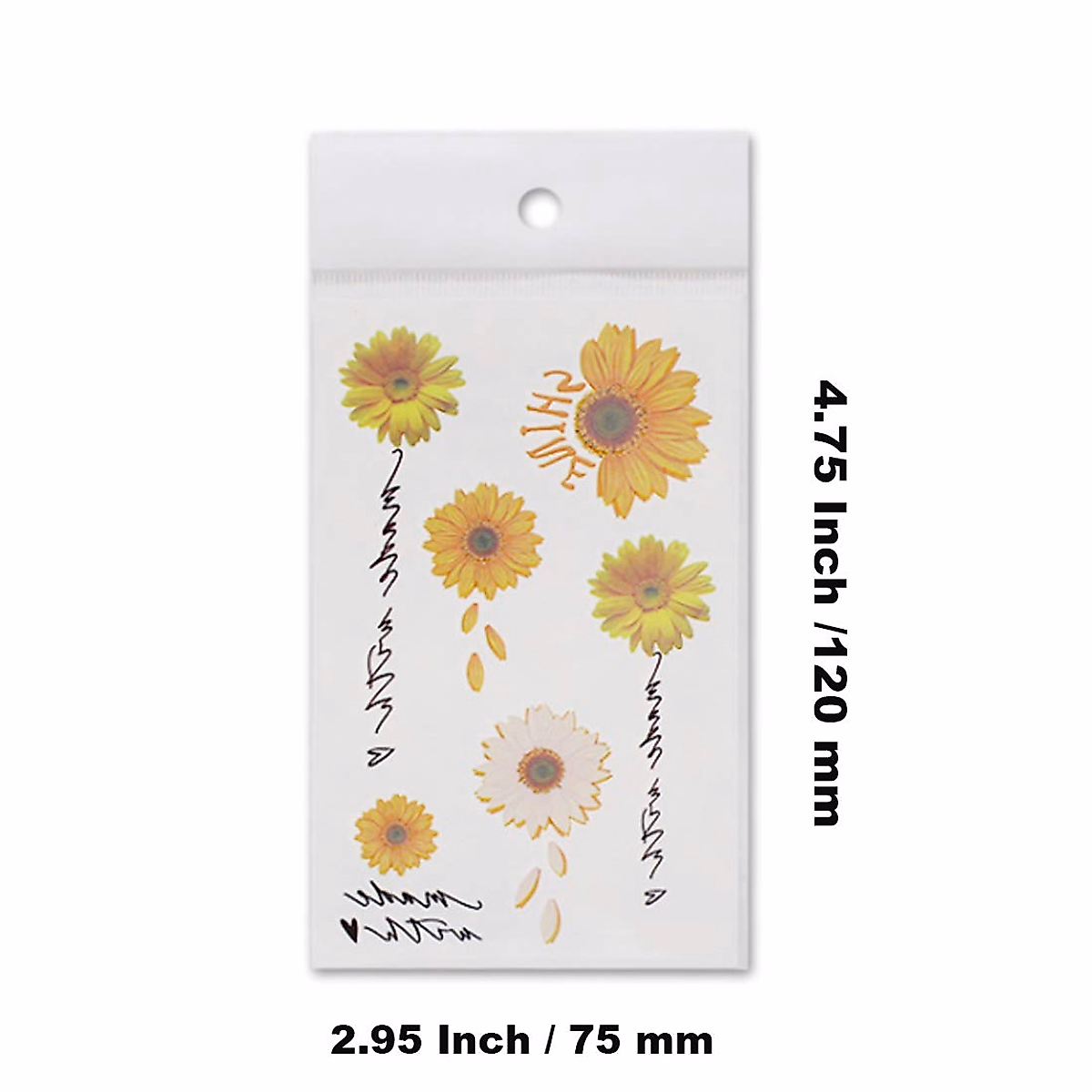 Ooopsiun 3D Daisy Temporary Tattoos for Women Girls Flowers Fake Tattoos Body Art Stickers for Hand Neck Wrist Arm, 12 Sheets