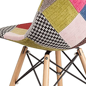 Flash Furniture 2 Pack Elon Series Milan Patchwork Fabric Chair with Wooden Legs
