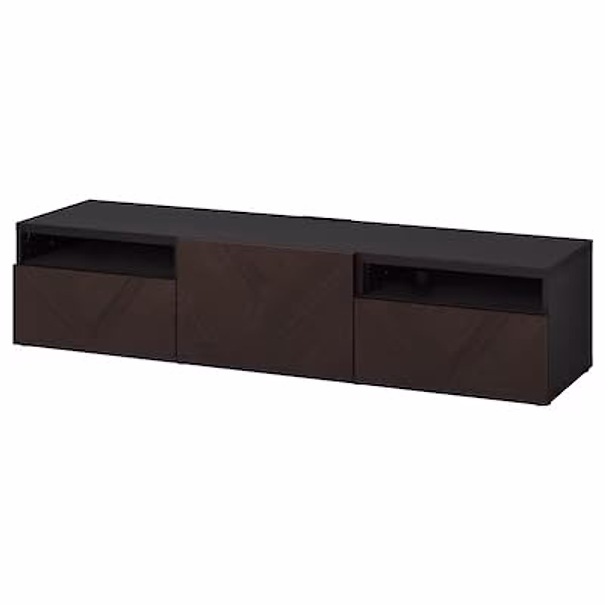 TV Unit, Black-Brown Hedeviken/Dark Brown Stained Oak Veneer, 70 7/8x16 1/2x15 3/8 "