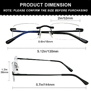 HIYANJN Frameless Reading Glasses Blue Light Blocking Rimless Computer Reader For men Lightweight Eyeglasses(3-Pack,1.50)