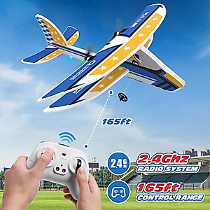 DEERC RC Plane, 2.4GHZ Remote Control Airplane W/ 3 Batteries & 6-axis Gyro Stabilizer, 2CH RTF RC Glider Toy for Beginners Kids Boys Girls Adults