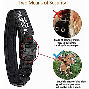 Tactical Dog Collar with USA American Flag - Military Dog Collar Thick with Handle - Heavy Duty Nylon K9 Collar Adjustable Metal Buckle for Medium Large Dogs L Chew Proof with 2 Patches