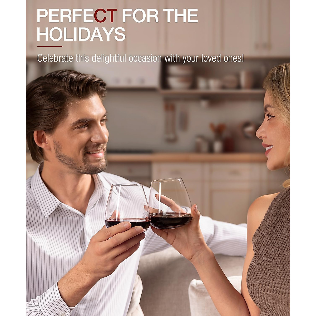 Stemless Wine Glasses Set of 4-17oz，Red White Wine Glasses Hand Blown Crystal - Unique gifts for him/her for wedding, birthday, Christmas, Mother's Day, father's day, anniversary - clear