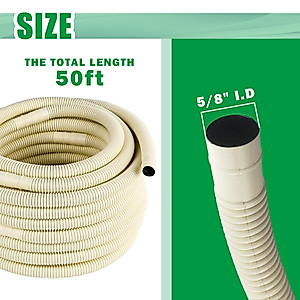 Forestchill 50 Ft AC Drain Hose for Mini Split Air Conditioner Ductless Heat Pump, 5/8" I.D Universal Mini Split Drain Hose Pipe Line, Flexible and UV Resistant Air Conditioner Accessories