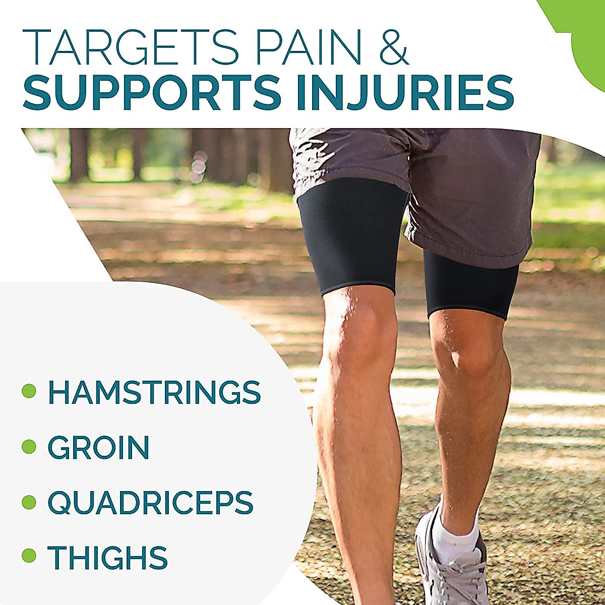 Thigh Compression Sleeve for Men & Women | Thigh Brace for Sciatica Pain Relief, Leg Injury, Hamstring & Hip Support | Ideal for Running & Workout (Large, Black)