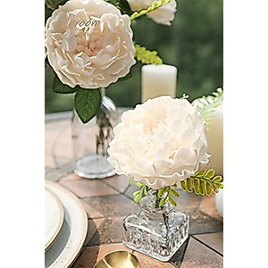 floroom Artificial Flowers 16pcs 4" Cream Blooming Peonies Real Looking Foam Fake Roses with Stems for DIY Wedding Bouquet Bridal Shower Centerpieces Floral Arrangements Party Tables Home Decorations