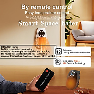 Upgrade Smart Wall Space Heater,450WProgrammable Portable Electric Small Safe Heater,Adjustable Thermostat/Timer,Overheat Protection,LED Display,Energy-saving heater for Bathroom Indoor Use (Black)