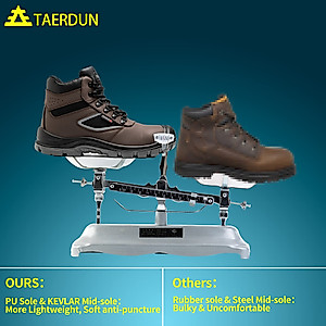 TAERDUN Steel Toe Boots for Men Waterproof Work Safety Shoes Non-slip Breathable Comfort Lightweight, Industrial & Construction Shoes, Indestructible Welding Boots, Brown, 10 Wide