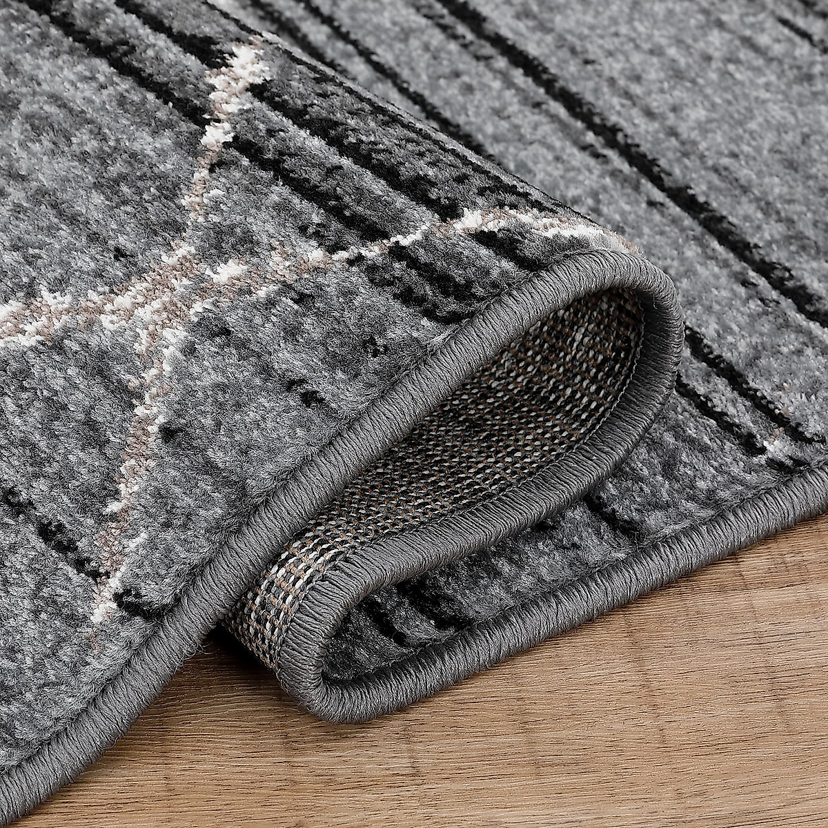 WESTLOOM Area Rug 2x3 Modern Abstract Doormat Retro Accent Mat Indoor Entrance Kitchen Rug Contemporary Indoor Mat Soft Door Mat Boho Plush Small Rug Living Room Bedroom Grey