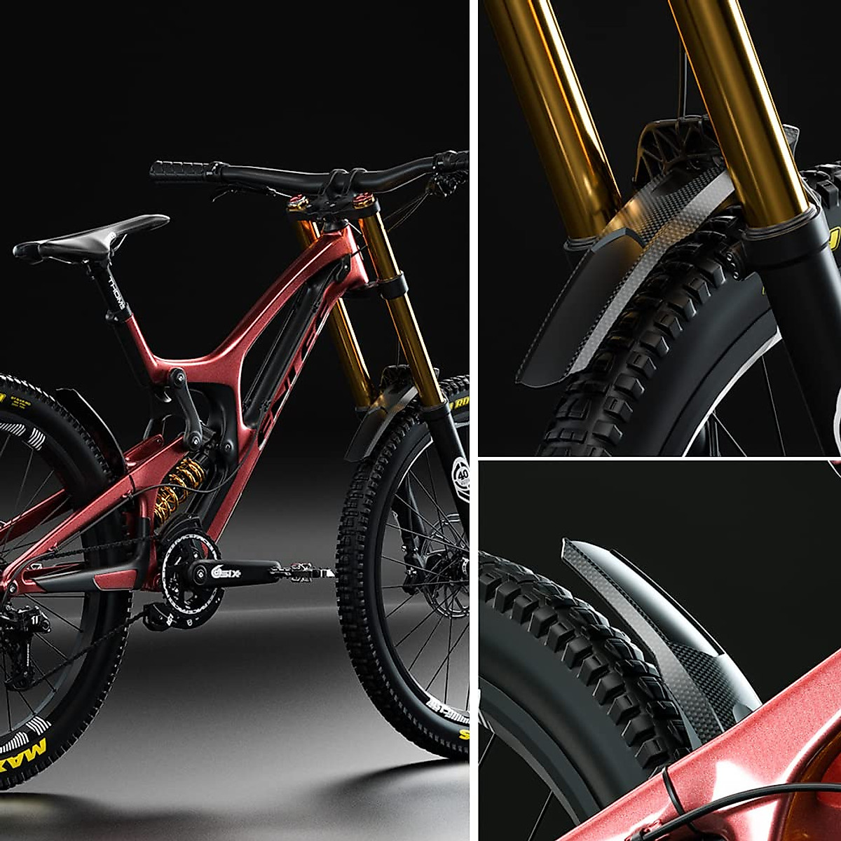 BEENOPT 2 PCs Universal Mountain Bike Fender, MTB Bicycle Fenders Rear + Front Mountain Bike Mud Guard Fender Set, 11.4" Length 3.5" Width