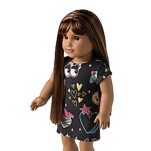 American Girl Truly Me 18-inch Doll #122 with Brown Eyes, Dark-Brown Hair w/Highlights, Tan Skin, T-shirt Dress, For Ages 6+
