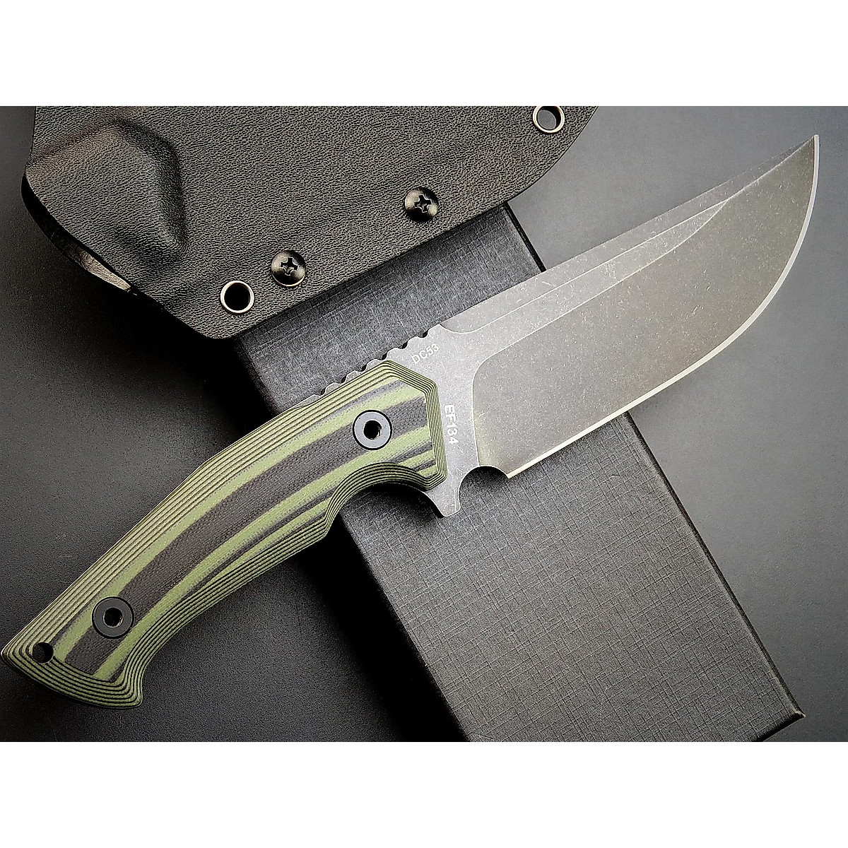 Eafengrow EF134 Fixed Blade Knife DC53 Steel Blade Two Tone G10 Handle Full Tang Heavy Duty EDC Straight Knifes for Working Camping Hunting Bushcraft(Black)