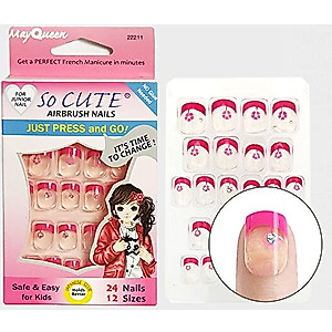 Beautia 3PACK 72Tips So Cute Junior Fake Nails, Sticker Nail for Kids (Pattern 2)