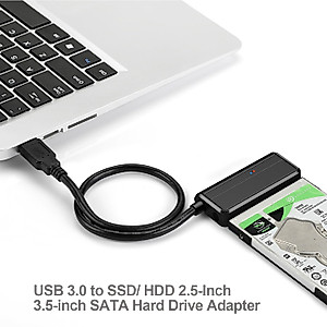 EYOOLD SATA to USB Adapter, High-Speed Data Transfer External Hard Drive Adapter, Data Recovery Converter Compatible with 2.5" and 3.5" SSD, HDDs Includes 12V/2A Power Adapter