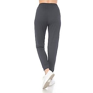 Leggings Depot Womens Relaxed fit Jogger Pants - Track Cuff Sweatpants with Pockets, Charcoal Gray, Medium