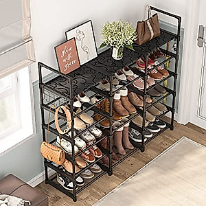 Tribesigns Shoe Rack Storage Organizer 6 Tiers Shoe Rack 30-35 Pairs Shoes and Boots Shelf with 2 Hooks Large Free Standing Shoes Holder Rack for Closet, Entryway