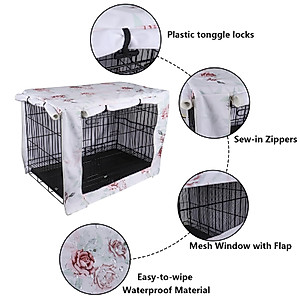 Pethiy Dog Crate Cover Durable Polyester Pet Kennel Cover Universal Fit for Wire Dog Crate - Fits Most 30 inch Dog Crates - Cover only-Flower-30