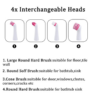 Electric Cleaning Brush with 4 in 1 Multiple Brush Heads, Indoor Household Cordless Motorized Brush for Bathroom Toilet Kitchen Tile Crevice