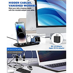 Foldable 3 in 1 Charging Station,18W Fast Charger Stand for Multiple Apple Devices Compatible with All iPhone, iWatch, Air Pods, Fast Charge Portable Travel Charger with QC3.0 Adapter