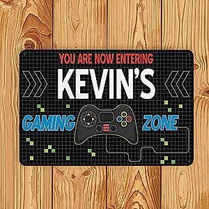 JZDKJN Personalized Gaming Zone Metal Sign, Game Room Sign, Video Game Decor, Gaming Gifts, Gamer Gifts, Teenage Boys Room Decor
