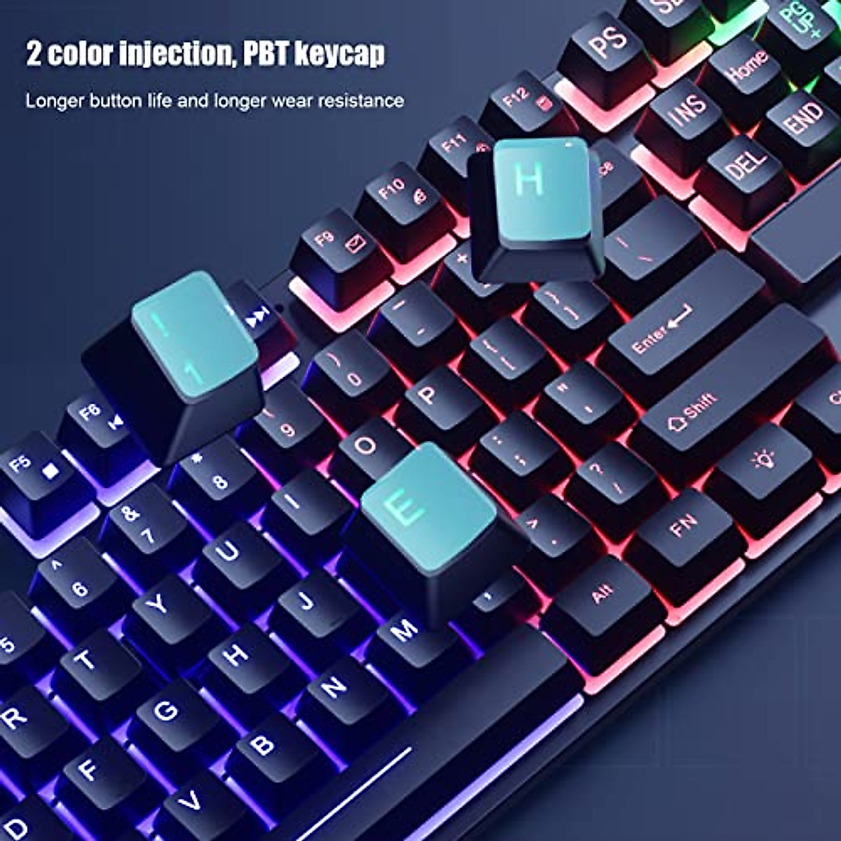 Wired Gaming Keyboard,RGB Backlit USB Gaming Keyboard,104 Keys Ergonomic Computer Keyboard,QWERTY Layout,for Home/Office/Laptop/Work/Gaming(Black)