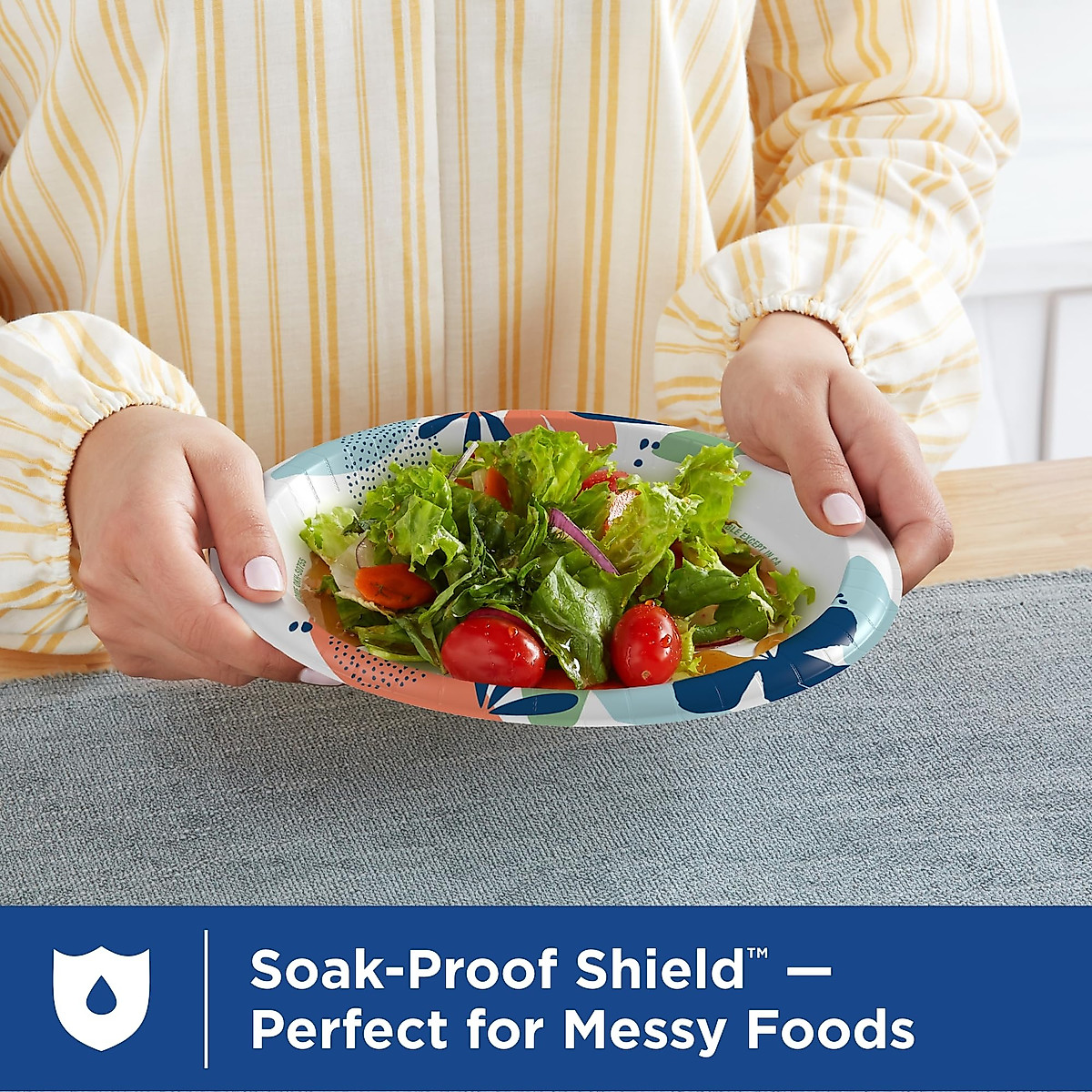 Dixie Paper Plates, 8 ½ inch, Lunch or Light Dinner Size Printed Disposable Plate, Packaging and Design May Vary 90 Counts (Pack of 1)