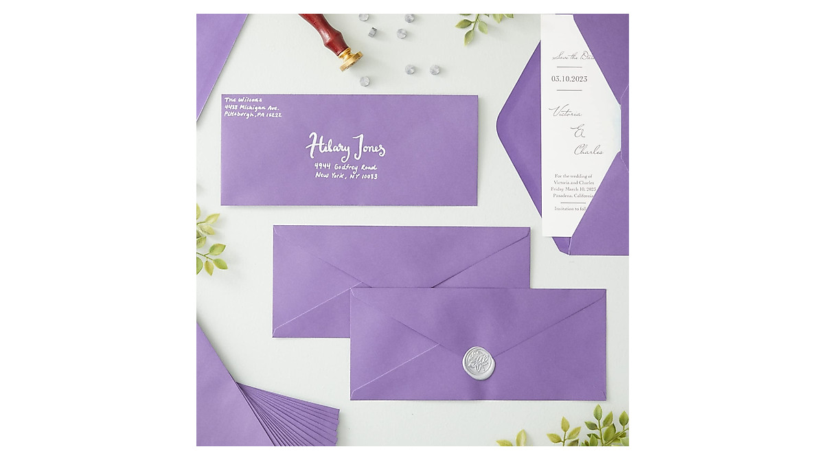 200-Pack Purple #10 Envelopes with Gummed Seal - Bulk Mailing Supplies