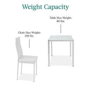 Best Choice Products 3-Piece Glass Dining Set, Modern Kitchen Table Furniture for Dining Room, Dinette, Compact Space-Saving w/Glass Tabletop, 2 Upholstered PU Chairs, Metal Steel Frame - White
