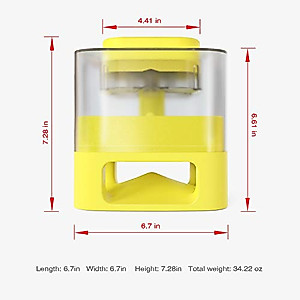 Pet Instant Non-Electric Automatic Dog Fun Food Catapult Dispenser, Square Transparent Visible Granary Slow Feeder for Pets, with Anti-Slip Rubber Pad for Cats Dogs Toys Yellow
