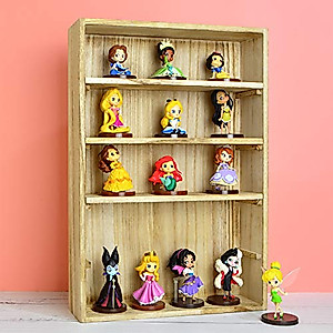 Ikee Design Wooden Wall-Mounted Display Shelves Rack for Figures, Shot Glasses, Spice Can or Collection, 11" W x 3.13" D x 16.13" H, Oak Color