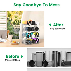 Phsycolv Water Bottle Organizer Compatible with Stanley 40oz Tumbler with Handle, 4 Pack Stackable Cup Organizer for Cabinet, Pantry Kitchen Organizers and Storage for Cup Accessories, Wine Rack Gift