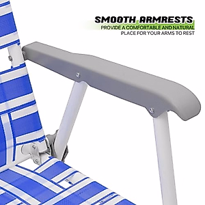 Magshion Folding Webbed Lawn Beach Chair for Adults, Lightweight Steel Frame, Portable Outdoor Camping Chairs for Fishing, Patio, Yard & Garden, Support to 250 lbs (2-Pack, Blue)