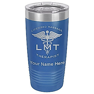 LaserGram 20oz Vacuum Insulated Tumbler Mug, LMT Licensed Massage Therapist, Personalized Engraving Included (Dark Blue)
