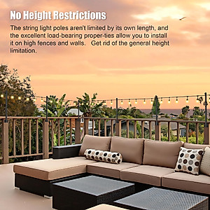 Suchtale 4 Pack 2.8 FT String Light Poles, Suspension Outdoor Fence Post Lights with Clip and Bracket, Outside String Lights Hanging, Wall Mounting Stand for Patio Garden Backyard Wedding Party, Black