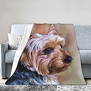 Yorkie Dog Yorkshire Blanket Throw Blanket Soft Warm Lightweight Cozy Plush Blanket for Bedroom Living Rooms Sofa Couch Bed Gifts 60"X50"