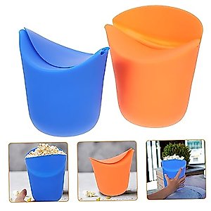 Silicone Popcorn Bowl 2pcs Popcorn Popcorn Bucket Candy Popcorn Silicone Container Cake Container Snack Popcorn Serving Dish Silica Gel Popcorn Tub Snack Box Popcorn Holders Fold