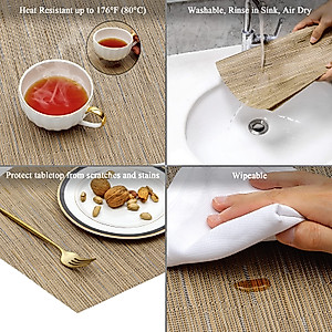 SHACOS Large Size Wedge Shape Placemats with Centerpiece Round Mat Set of 5 Round Table Place Mats Washable Dining Table Placemats Reversible, Beige