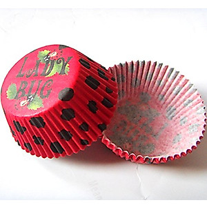 Lucky Star Red Ladybug Colorful Paper Muffin Cupcake Liners case Baking Cups 100 pcs,Standard Size 2x1.25inch