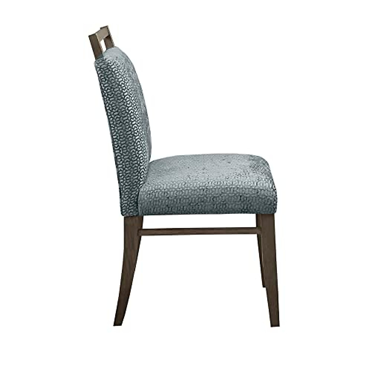 Madison Park Elmwood Dining Chair Set of 2-Cut Velvet Upholstered Backrest, Foam Seat Cushion Modern Kitchen Furniture, Reclaimed Grey Finished Solid Wood Legs, 38.5" H, Blue