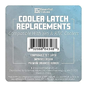 Essential Values Compatible Yeti Cooler Latches x 2 - Aftermarket Yeti Latches Replacement - Works with RTIC Models Too - Rubber Cooler Latch Upgrade