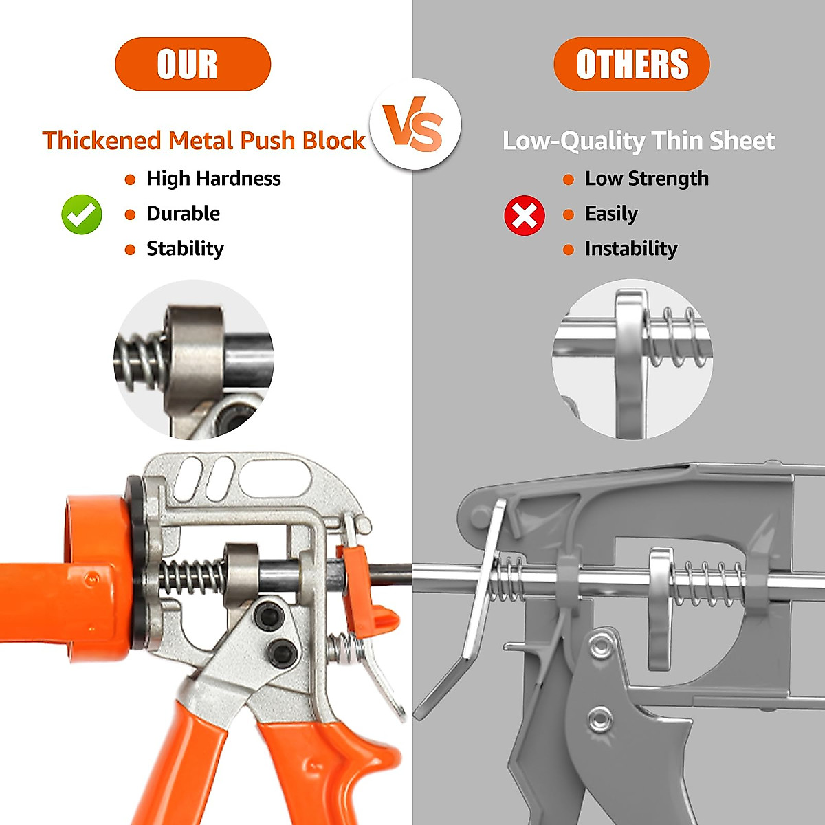 Holothurian Caulking Gun, Caulk Gun No Drip,Sealant Finishing Tool Grout Scraper for Kitchen Bathroom Window Sink Joint, 1/10 Gallon Cartridge, 20:1 Thrust Ratio