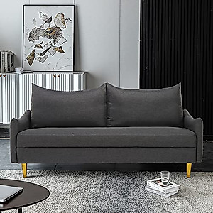 LCH 66.9" Modern Fabric, Upholstered Wood Base-Two-Cushion Design Furniture Suitable for Small Spaces, Living Room, Office, Soft Couch Easy to Install (Dark Grey, Loveseat), Sofa